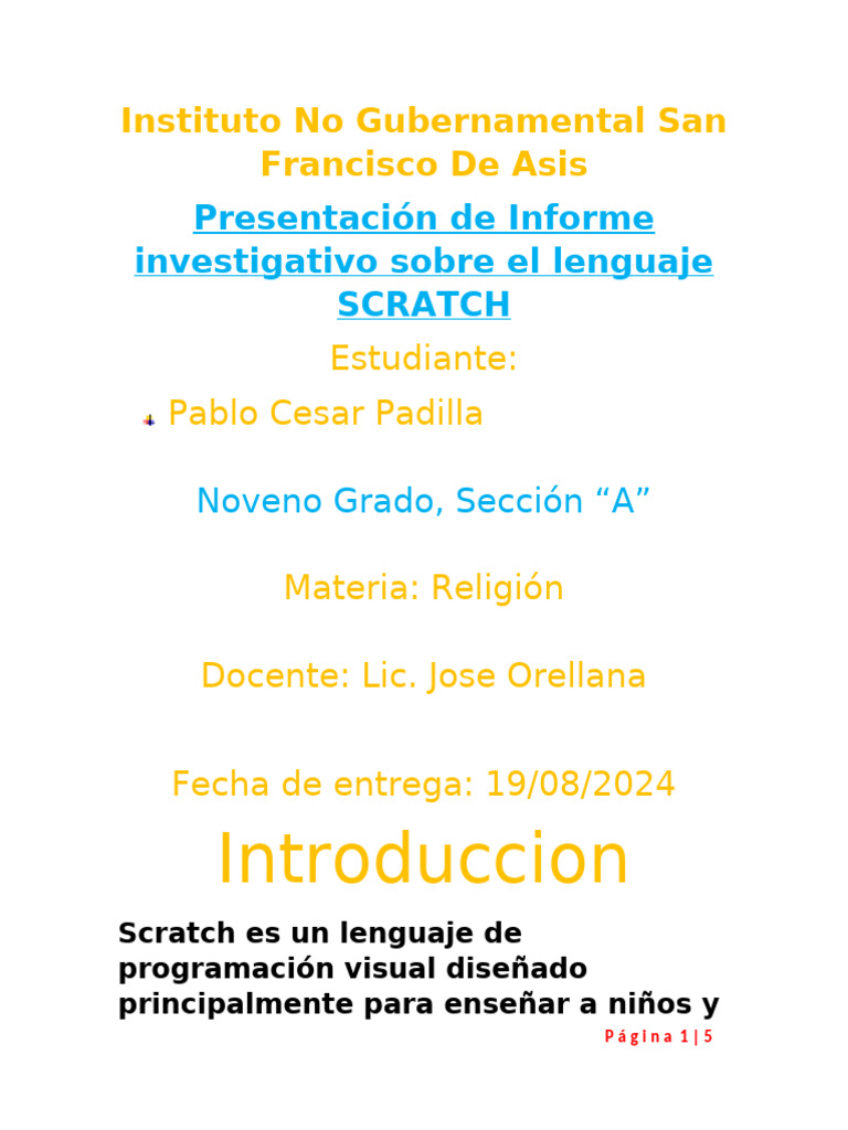Introducción a Scratch y sus características | PDF | Scratch (lenguaje ...