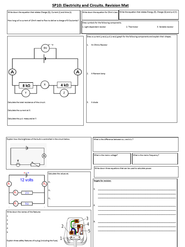 Electricity and Circuits Revision Guide | PDF | Electrical Network ...