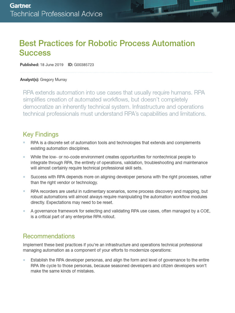Best Practices For RPA Success | PDF | Automation | Scripting Language