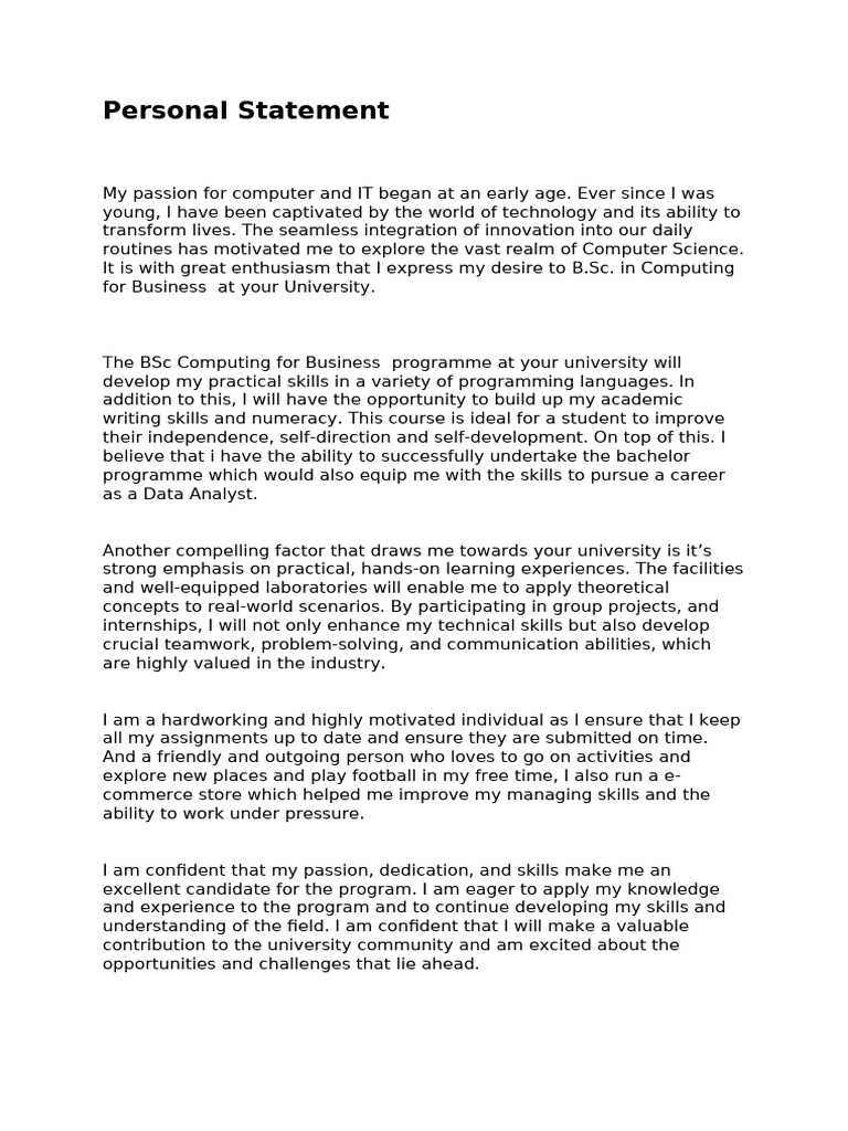 Personal Statement Ireland | PDF