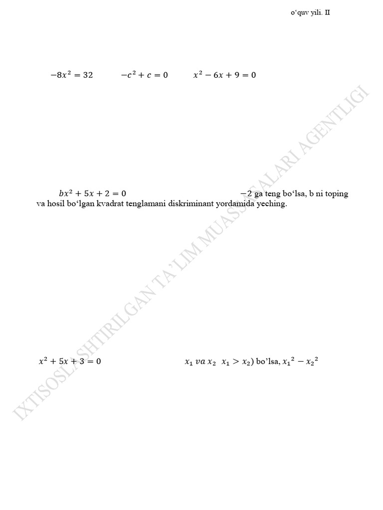 8-Sinf Algebra Ixtisos 2-Variant 5 - BSB | PDF