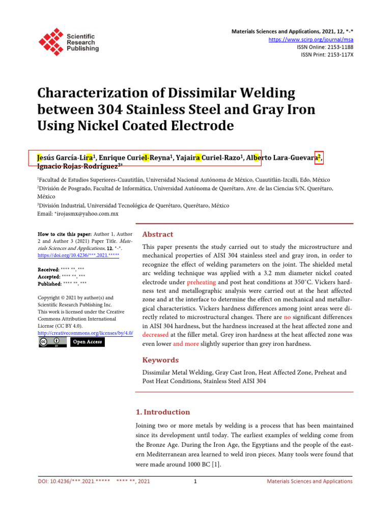 Characterization of Dissimilar Welding Between 304 Stainless Steel and ...