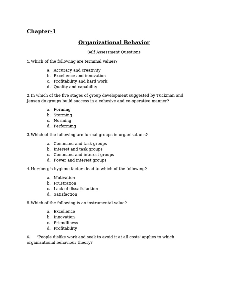 Organization Behaviour-MCQ | PDF | Attitude (Psychology) | Organizational Behavior