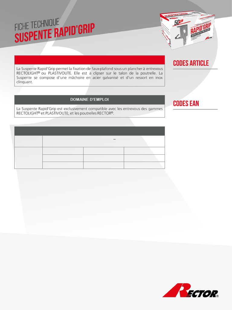 Suspente Rapid'Grip pour faux-plafonds | PDF
