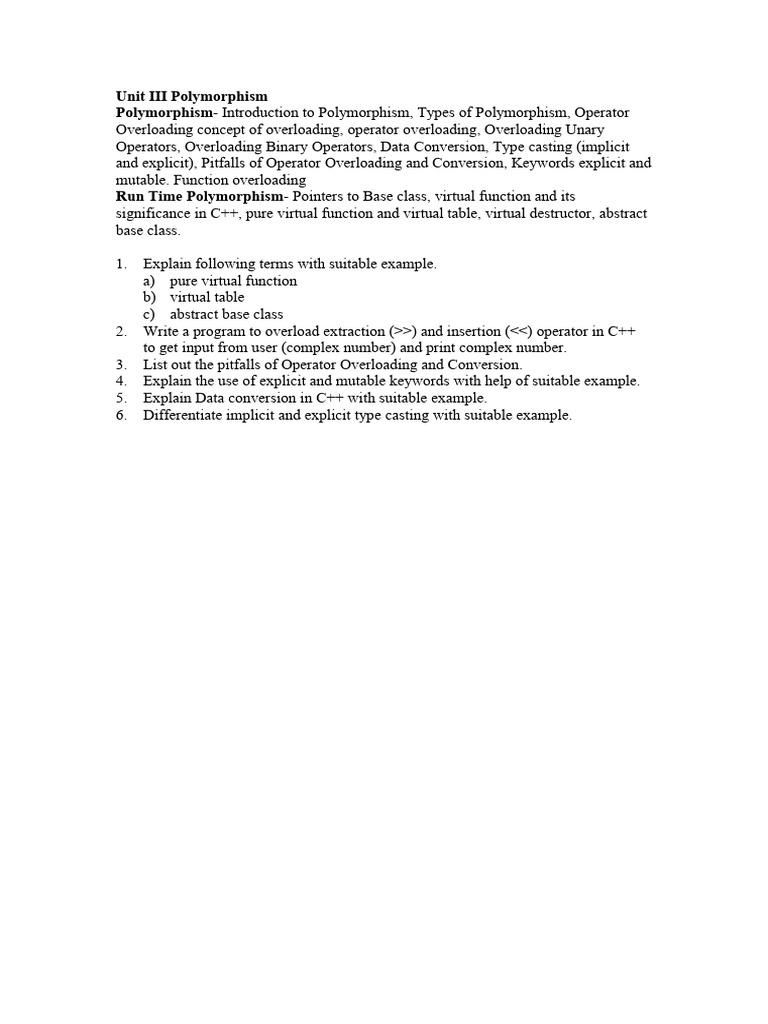 OOP UT II Practice Questions | PDF | Computers