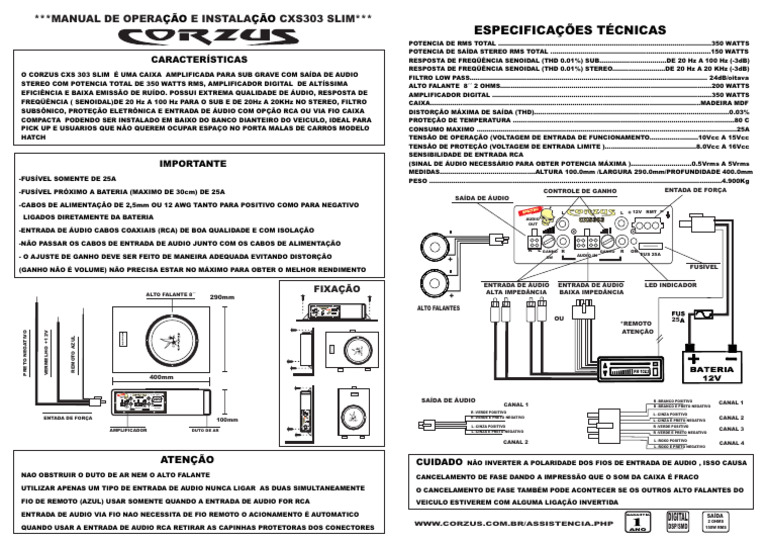 Caixa Amplificada Corzus CXS303: Manual de Instalação | PDF ...