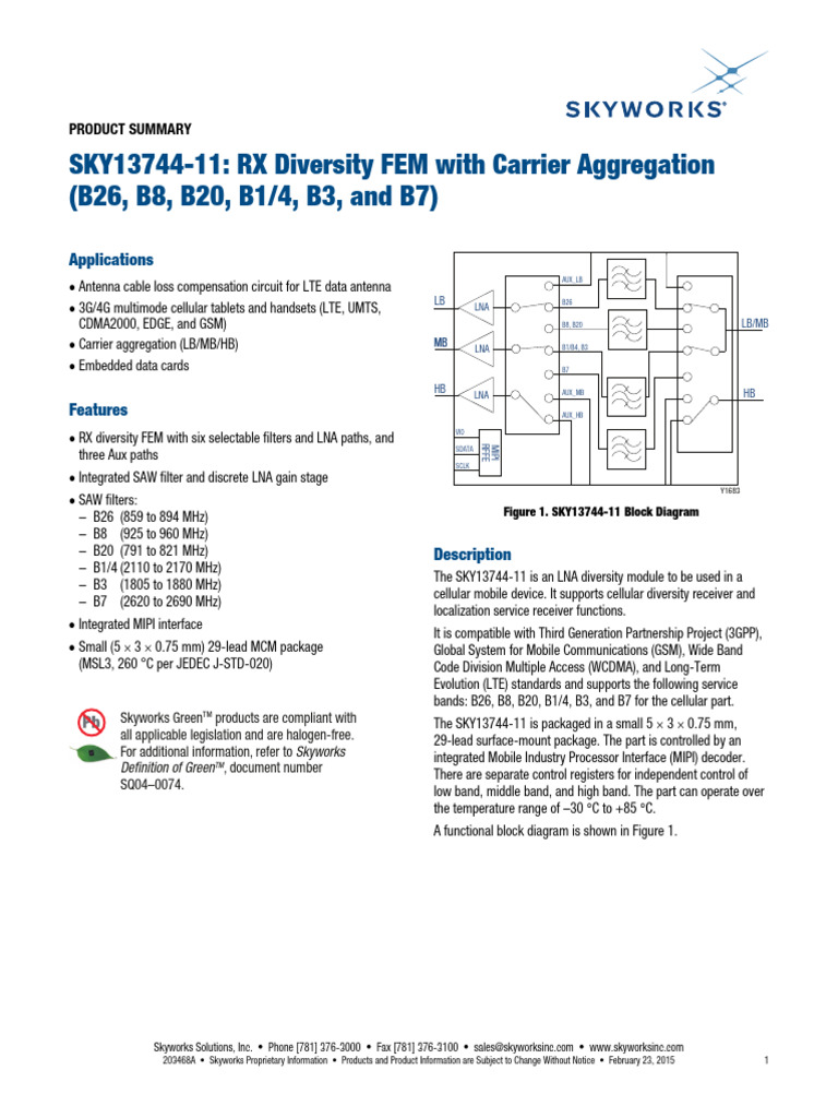 RF Front-End Module - Skyworks - SKY13744 - 11 - PS - 203468A | PDF ...