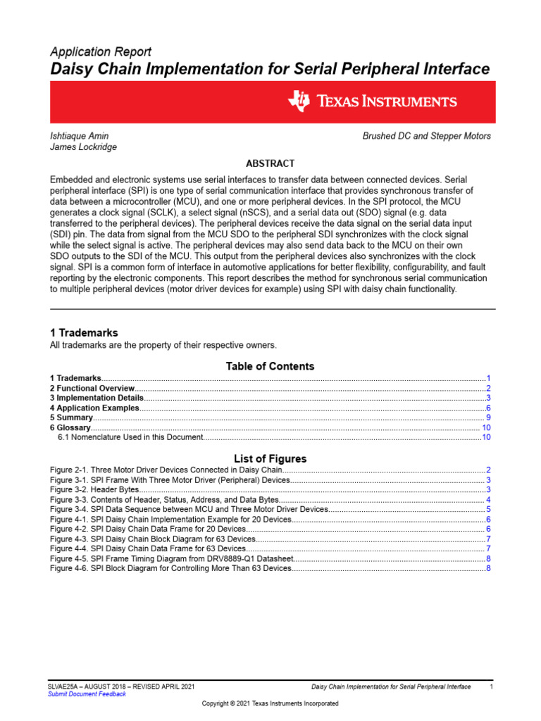 Spi Daisy Chain Configuration AN | PDF | Microcontroller | Network Topology
