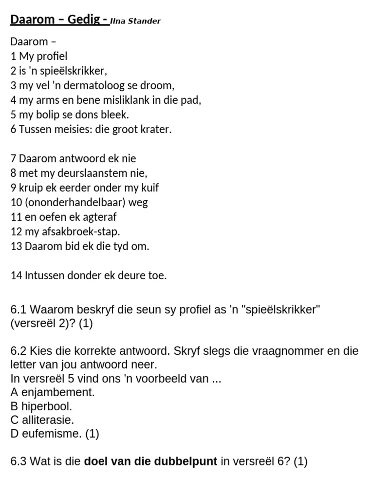 Daarom Gedig | PDF