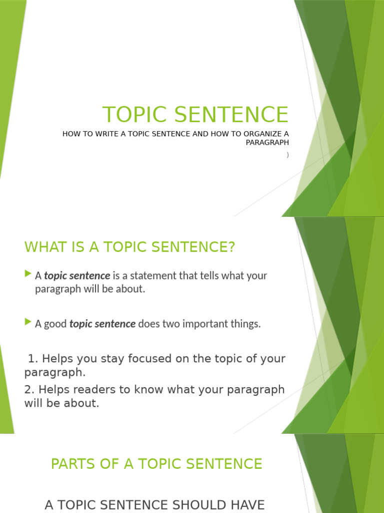 Topic Sentences and Organization | PDF | Language Arts & Discipline ...