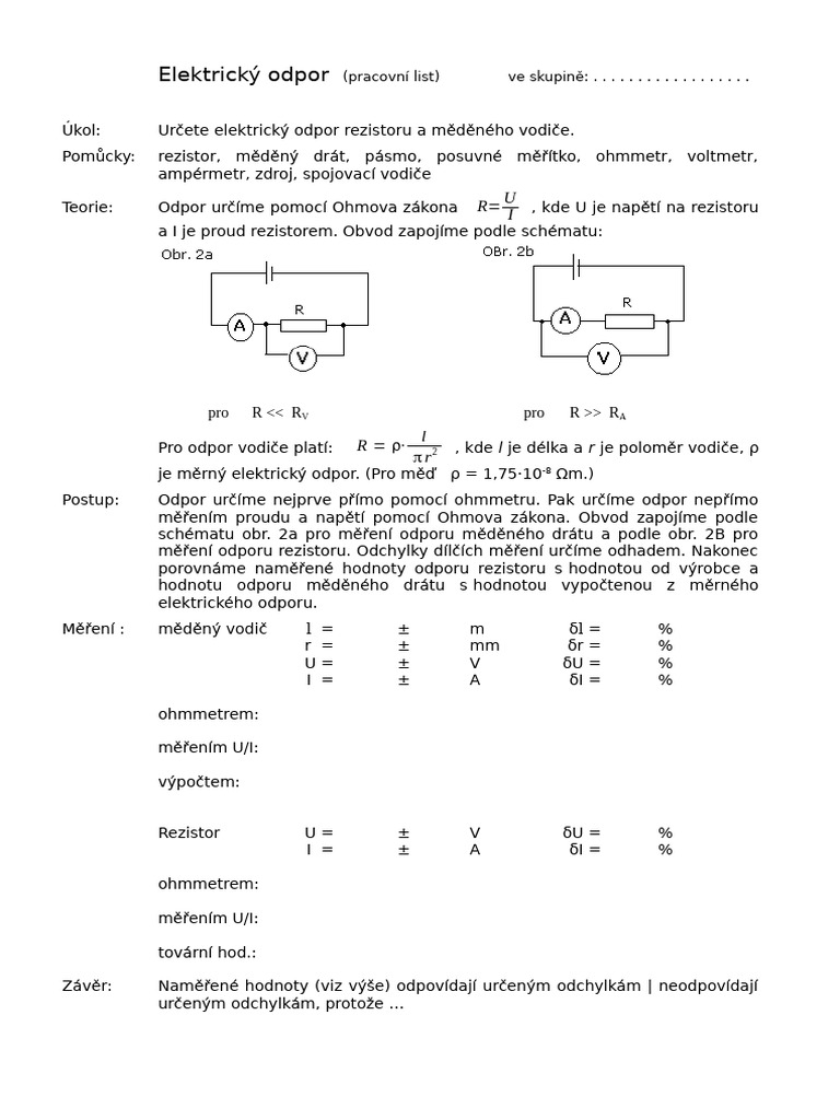 FCV Odpor Vzor | PDF