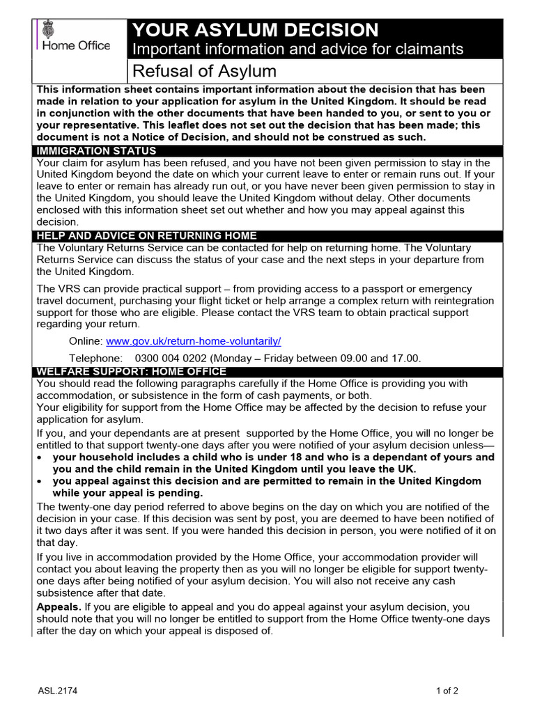Asylum Decision Information | PDF | Right Of Asylum | Human Migration