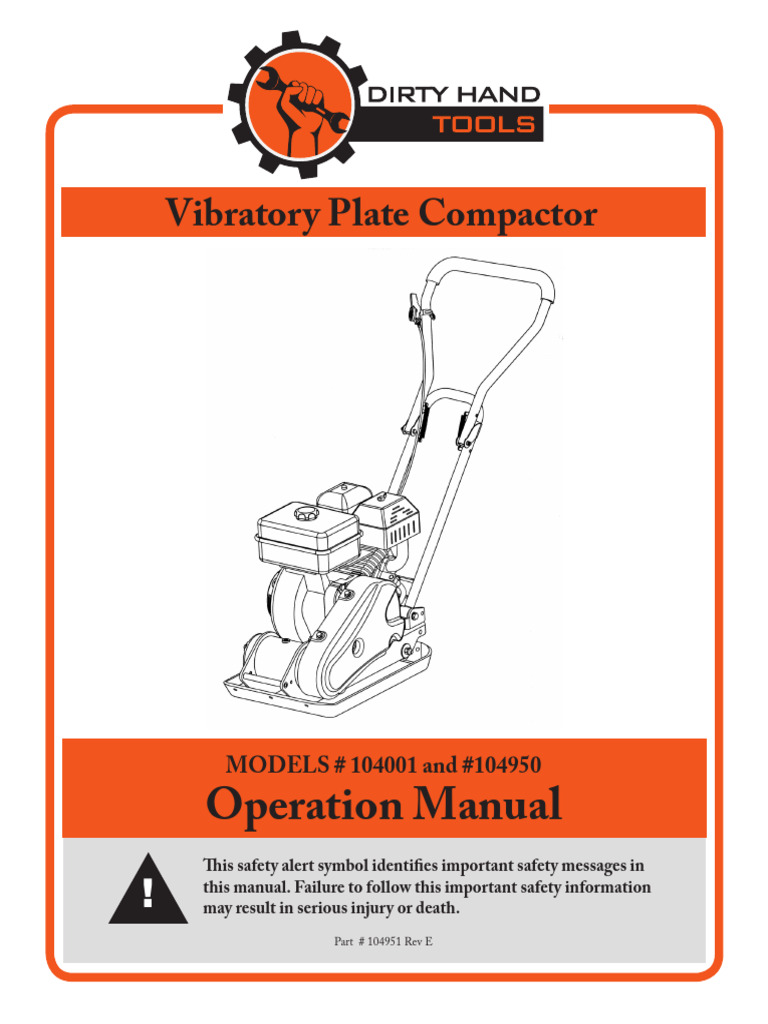 Vibratory Plate Compactor: Operation Manual | PDF | Belt (Mechanical ...