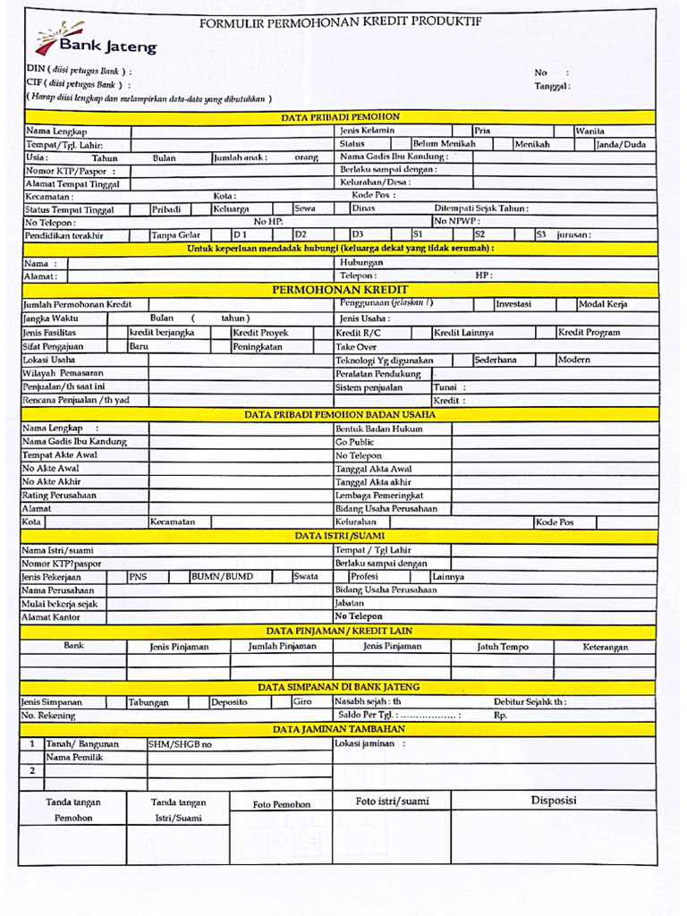 Formulir Pengajuan Kredit | PDF