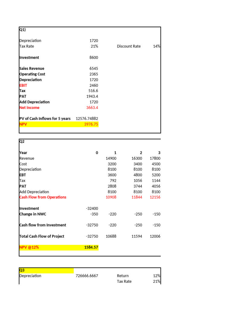 Chapter 6 Exercise Solutions | PDF | Net Present Value | Depreciation