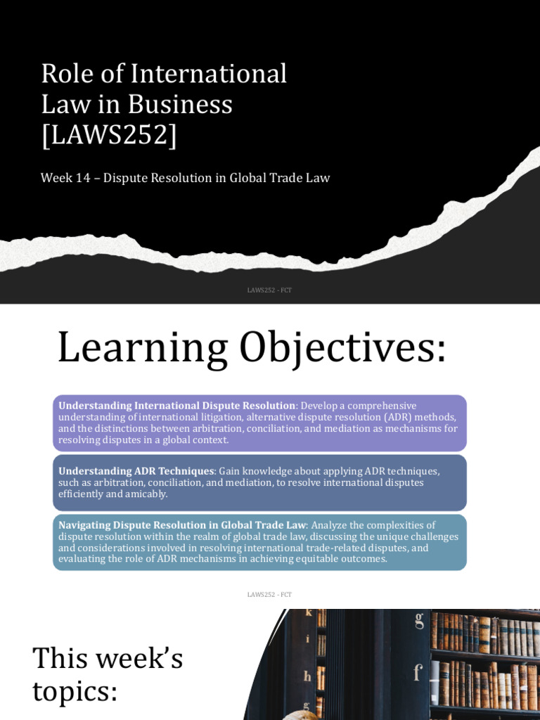 Global Trade Law Dispute Resolution Guide | PDF | Alternative Dispute ...