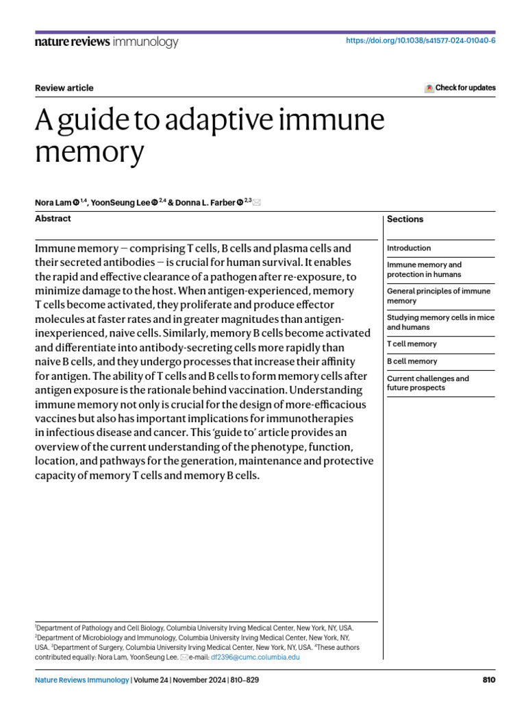 A Guide To Adaptive Immune Memory | PDF | Immune System | Adaptive ...