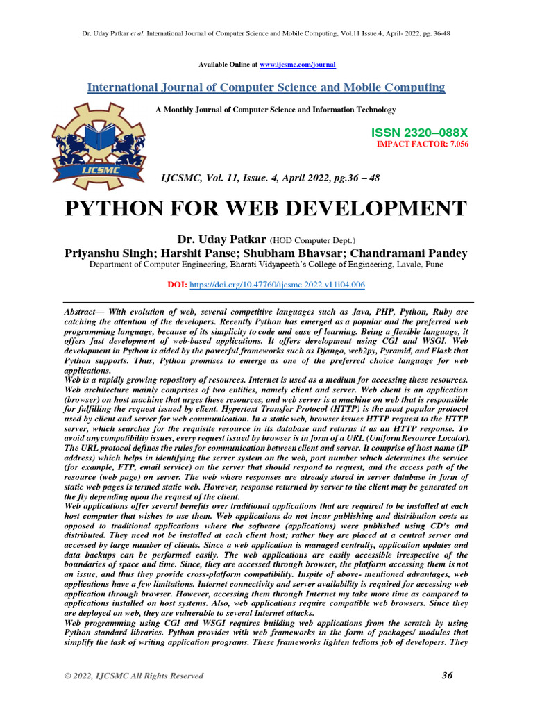 Python For Web Development | PDF | Dynamic Web Page | World Wide Web