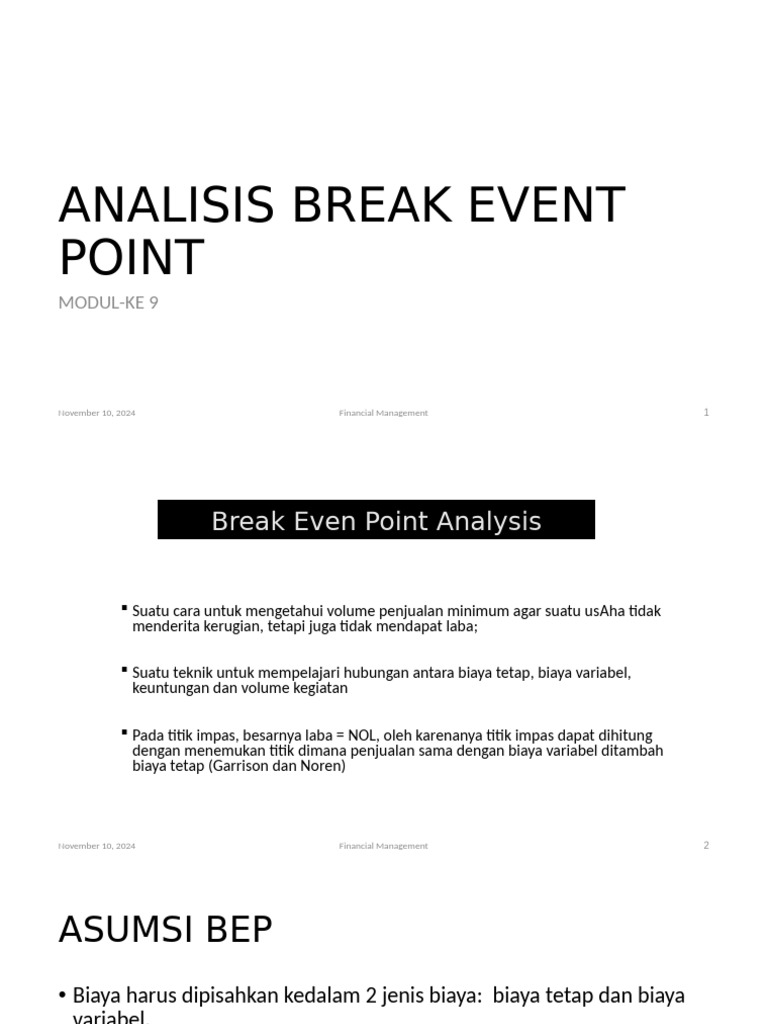 Bab 10 Analisis Break Event Point | PDF