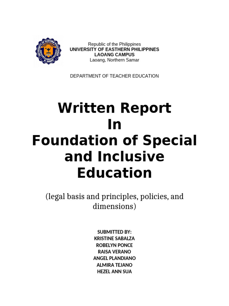 Written Report in Sped 1 | PDF | Disability | Physical Therapy