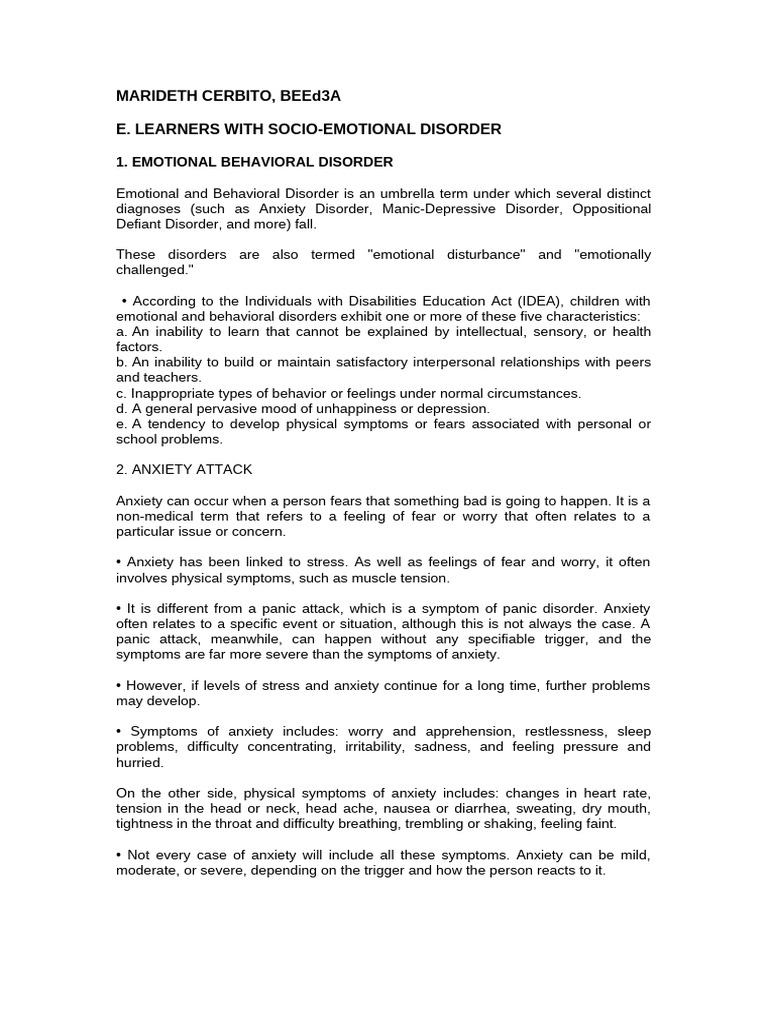 Written Report by Marideth 092512 | PDF | Anxiety | Major Depressive ...