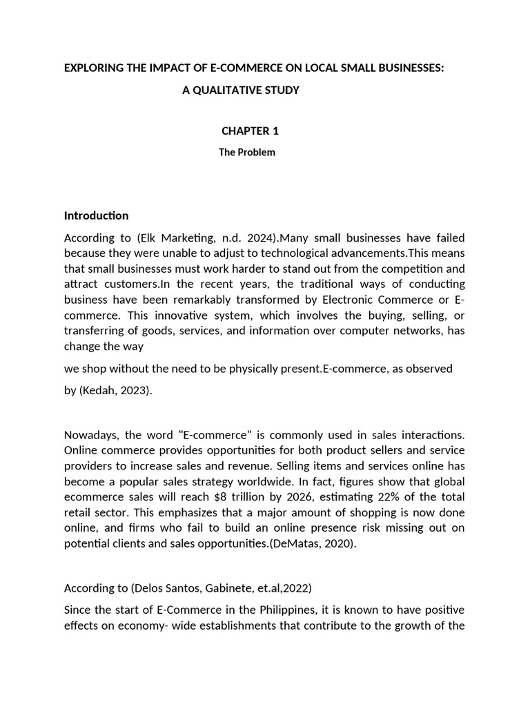 G 1 Chapter 1 EXPLORING THE IMPACT OF E COMMERCE ON LOCAL SMALL ...