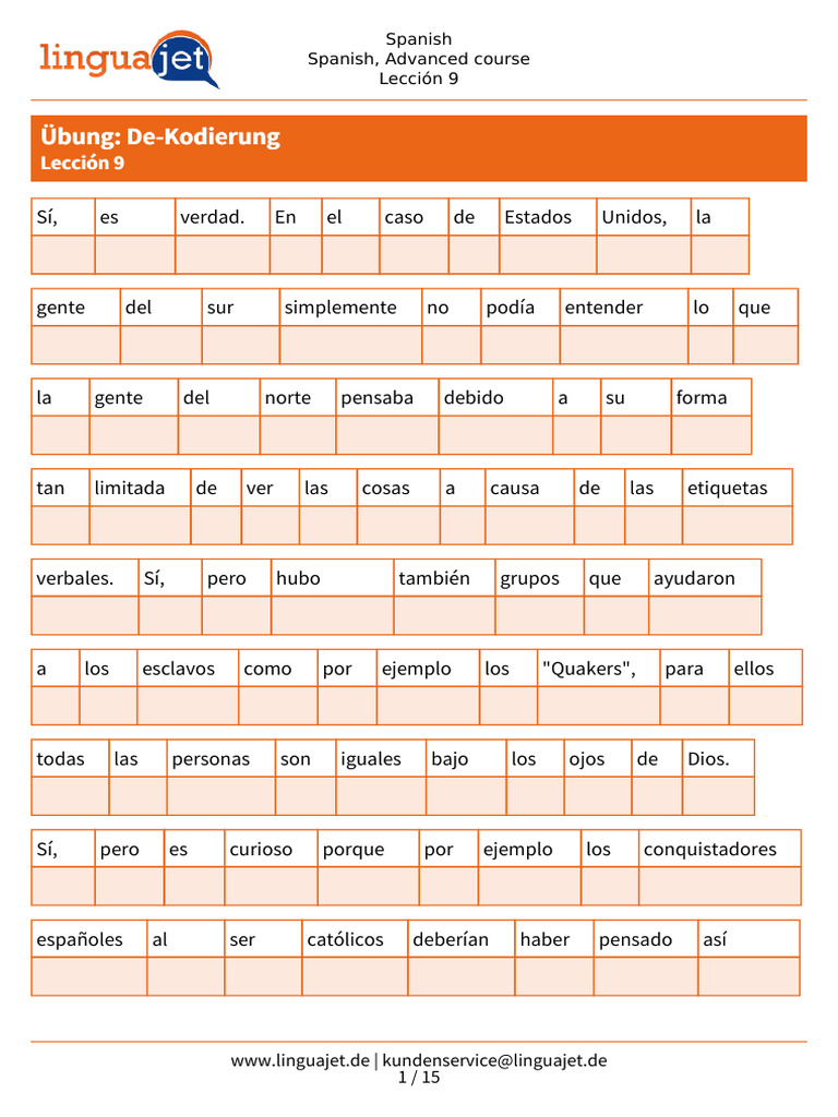 Lección 9 Exercise Decoding | PDF | Esclavitud | Multilingüismo