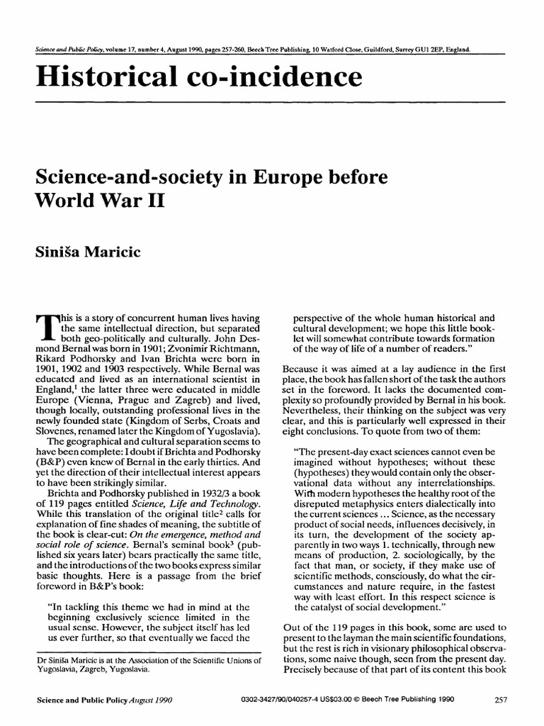 Scienceandsociety in Europe Before World War II 1990 | PDF | Science ...