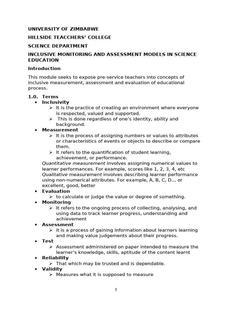 Inclusive Monitoring in Science | PDF | Educational Assessment | Learning