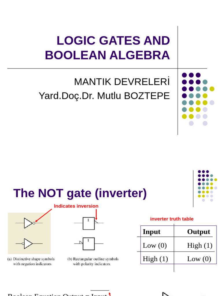 Lecture3 - Logic Gates and Boolean Algebra | PDF | Logic Gate | Boolean ...