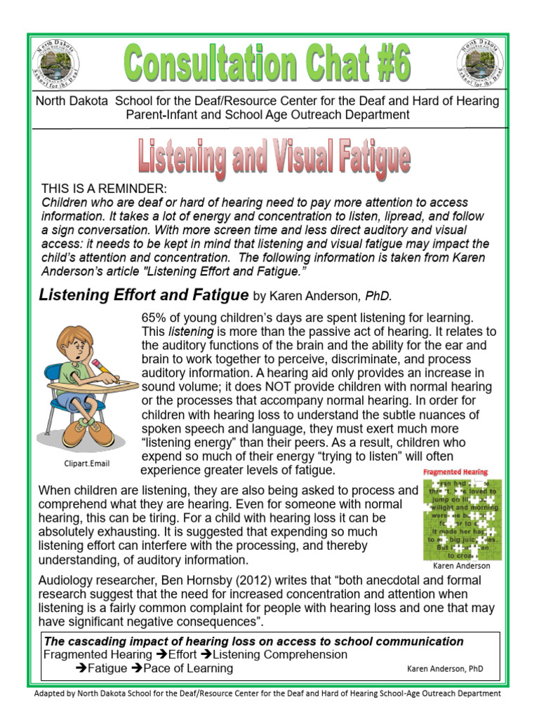 Consultation Connection 6 Listening Fatigue FINAL | PDF | Hearing Loss ...