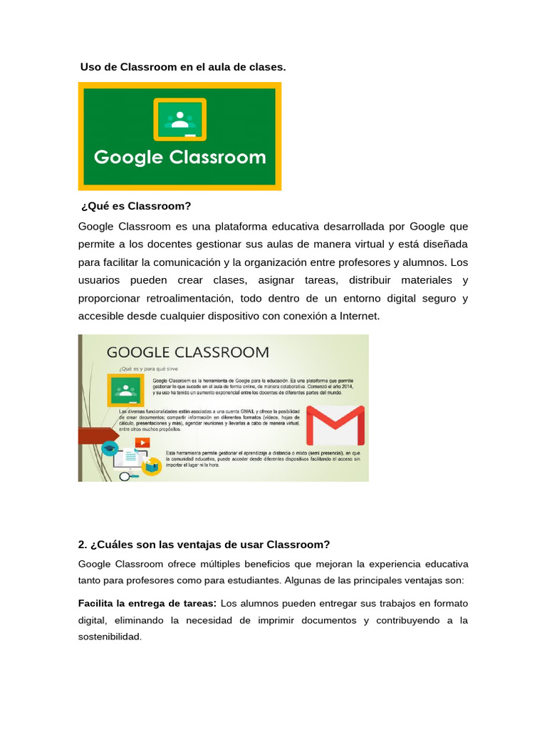 Uso de Classroom en El Aula de Clases | PDF | Enseñando | Aprendizaje