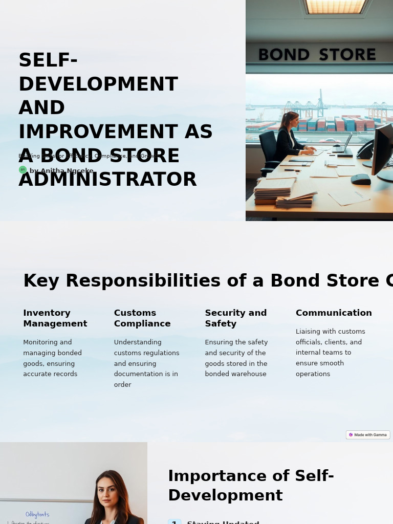 Self Development and Improvement As A Bond Store Administrator | PDF ...