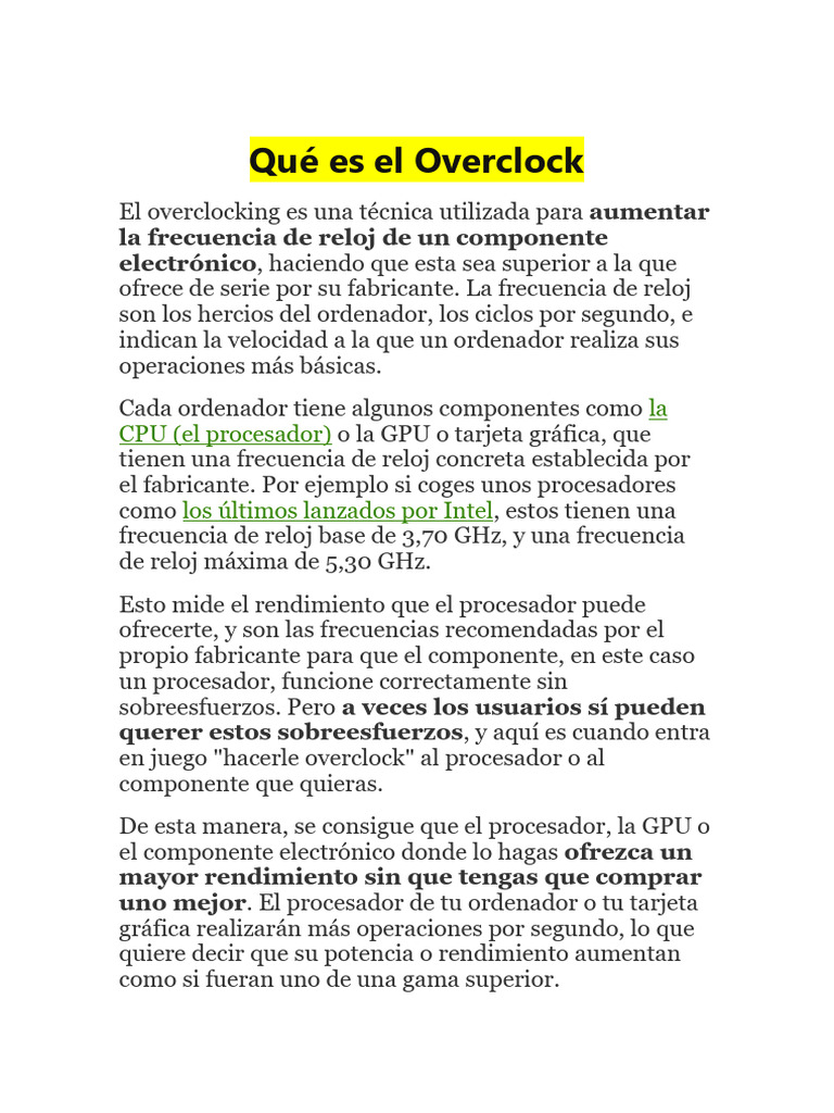 Guía sobre Overclocking en Computadoras | PDF | Microprocesador | Hardware de la computadora