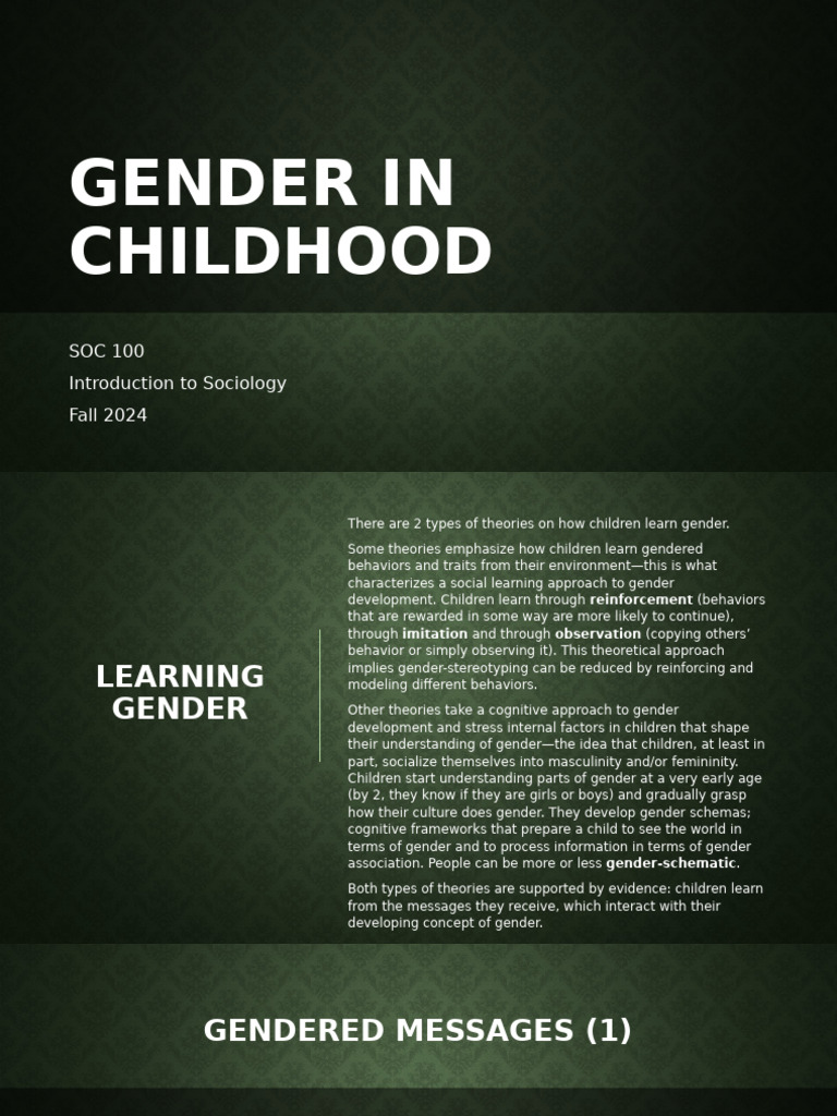 Understanding Gender in Childhood | PDF | Gender | Gender Studies