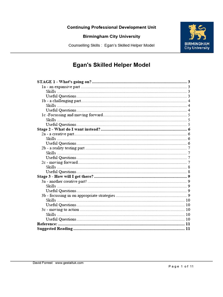 Egan Skilled Helper Model | PDF | Brainstorming | Goal