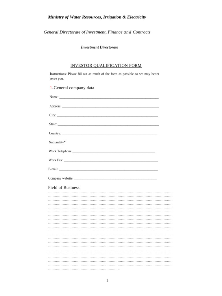 Investor Qualification Form | PDF | Economies | Business