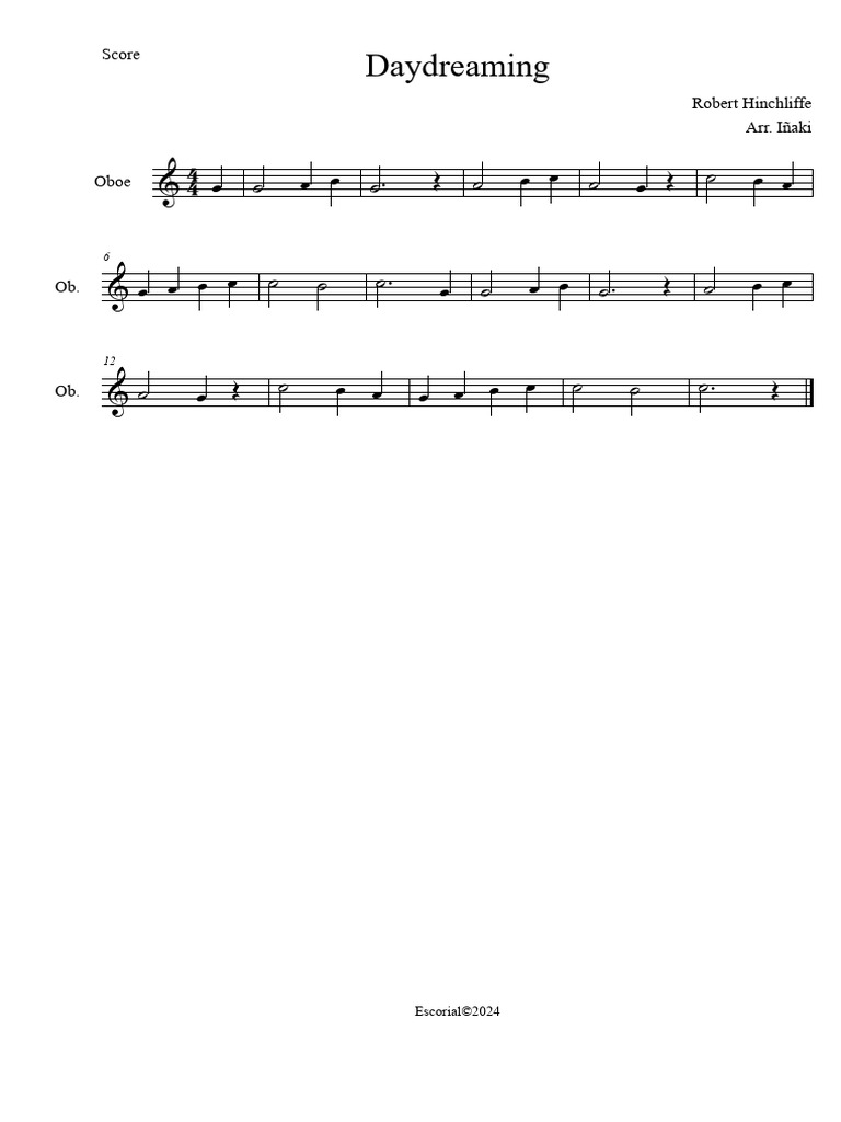 Daydreaming - Oboe Iniciación | PDF