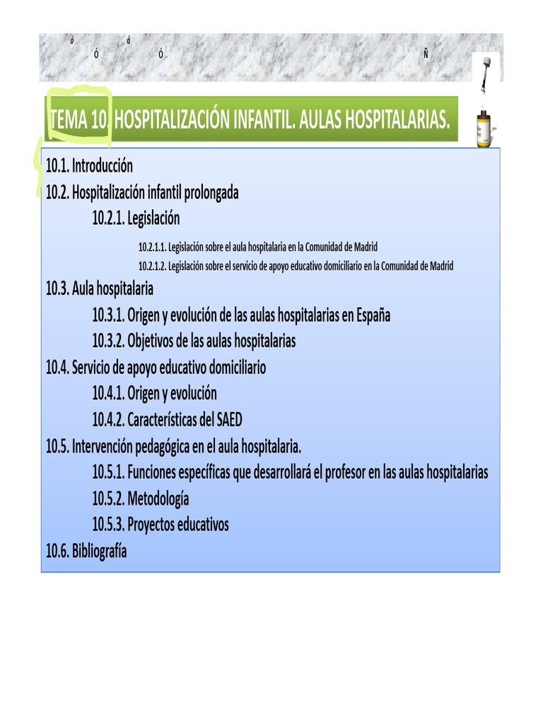 pp Tema 10 aulas Hospitalarias | PDF | Hospital | Educación primaria