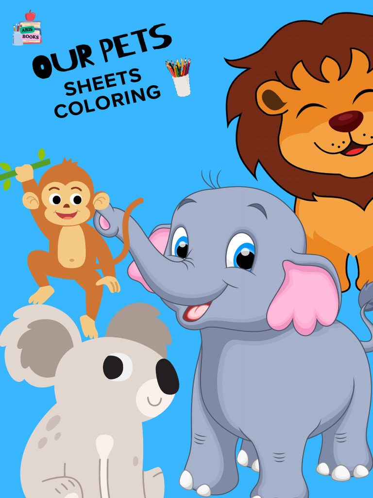 Land Animals Coloring Pages Activity Worksheet in Black and White ...