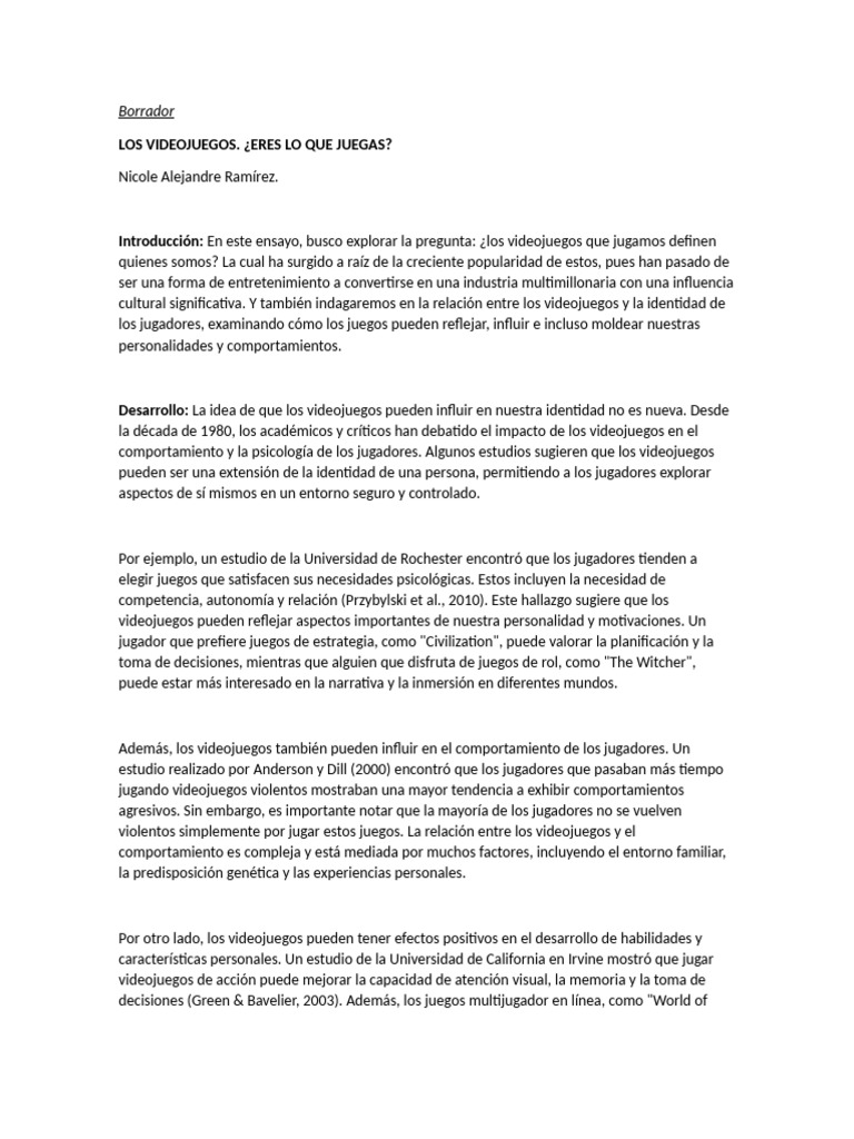 Los Videojuegos | PDF | Videojuegos | Comportamiento