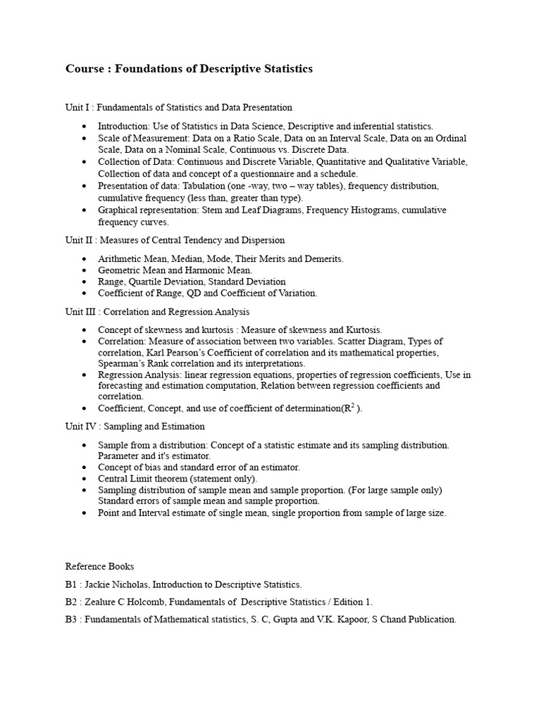 Course: Foundations of Descriptive Statistics | PDF | Statistics | Level Of Measurement