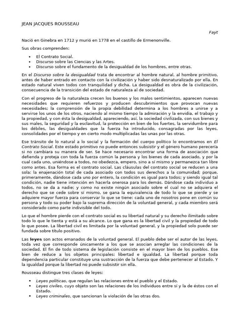 Material de Estudio - Rousseau y Montesquieu | PDF | Gobierno ...