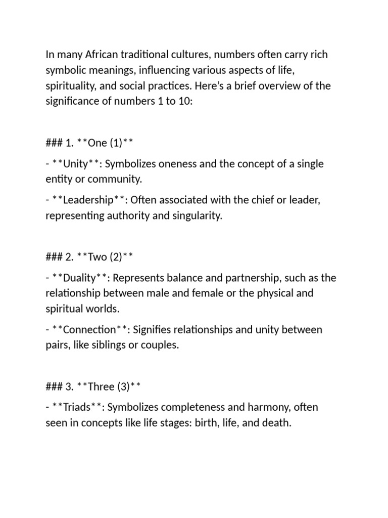 Significance of Numbers in African Traditions | PDF | Religious Belief ...