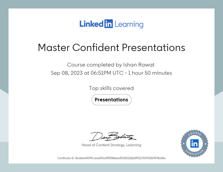 LinkedIn Learning Certificate 8 | PDF