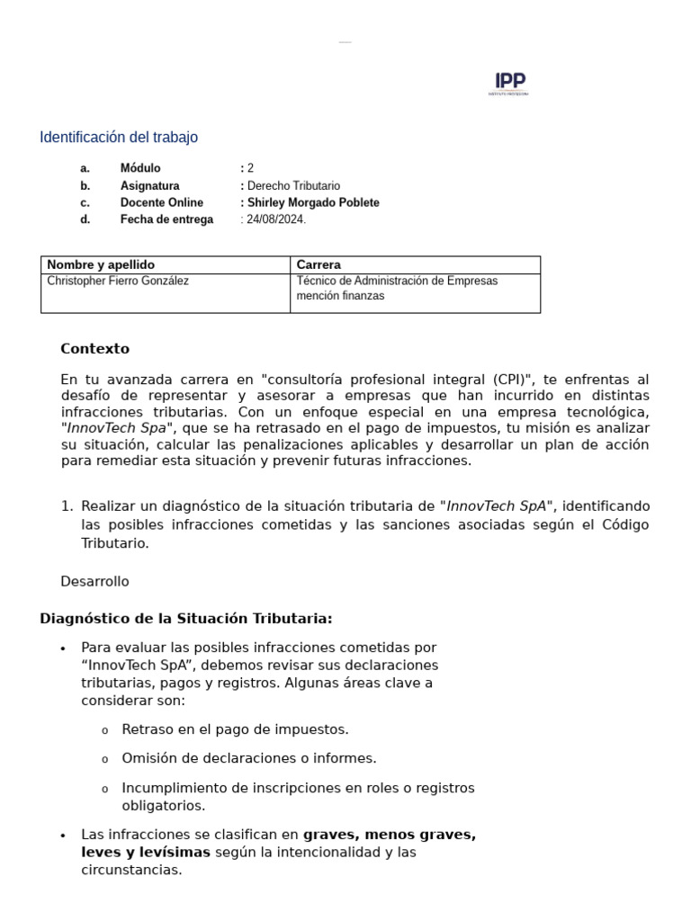 API2 Derecho Tributario - Christopher Fierro | PDF | Multa (pena ...