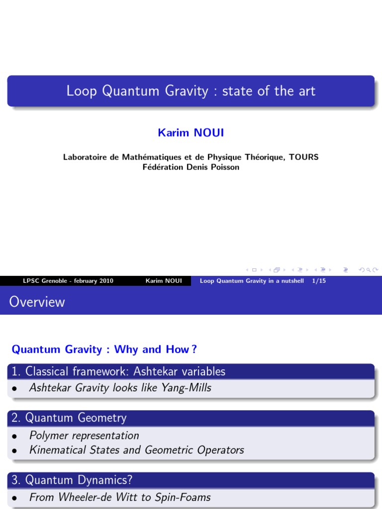 Karim Noui - Loop Quantum Gravity: State of The Art | Download Free PDF | Quantum Gravity ...