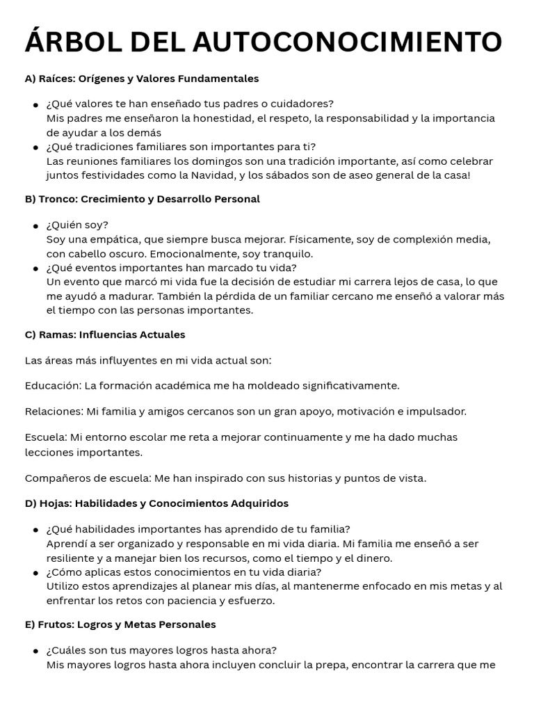 Árbol Del Autoconocimiento | PDF | Crecimiento personal y profesional ...
