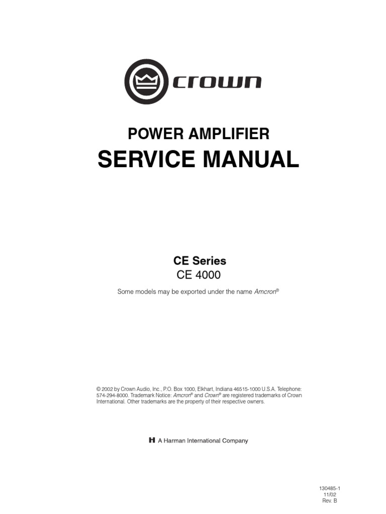 CE 4000 Power Amplifier Manual | PDF | Amplifier | Power Supply