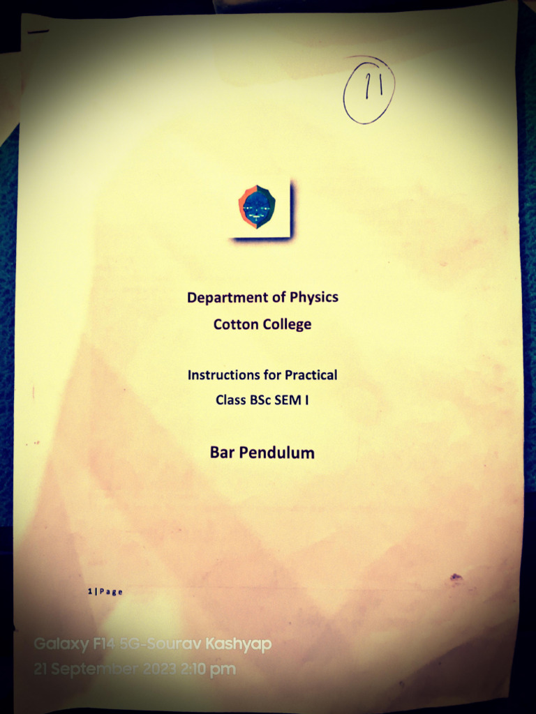 BAR PENDULUM Practical | PDF